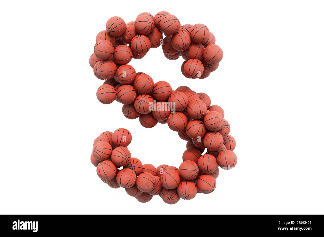Letter S from basketball balls, 3D rendering isolated on white ...