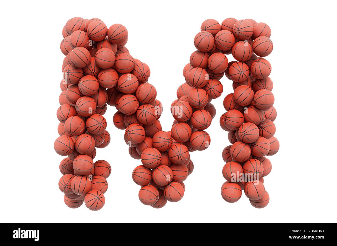 Letter M from basketball balls, 3D rendering isolated on white ...