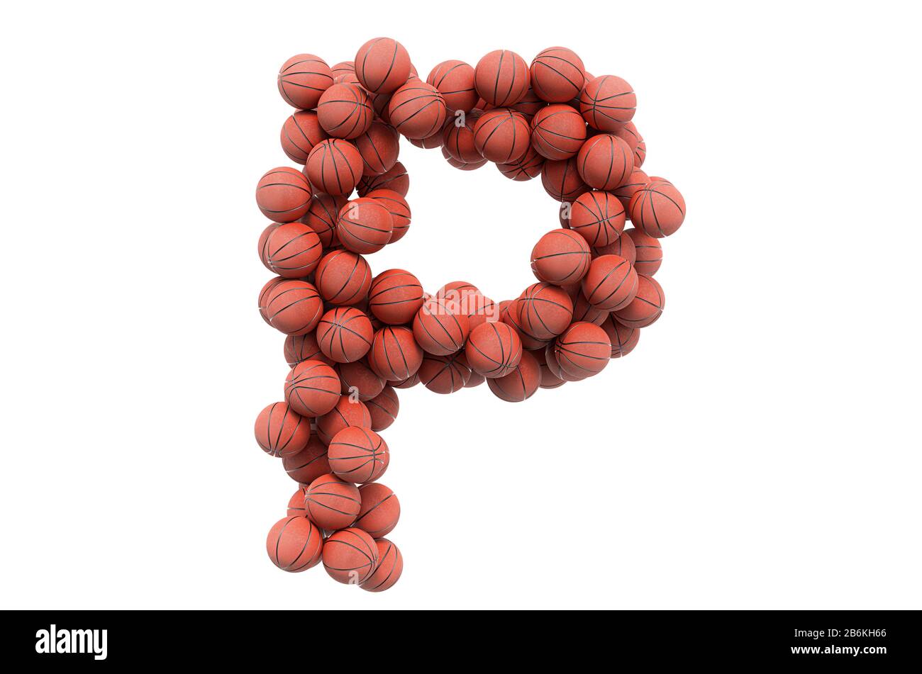 Letter P from basketball balls, 3D rendering isolated on white ...