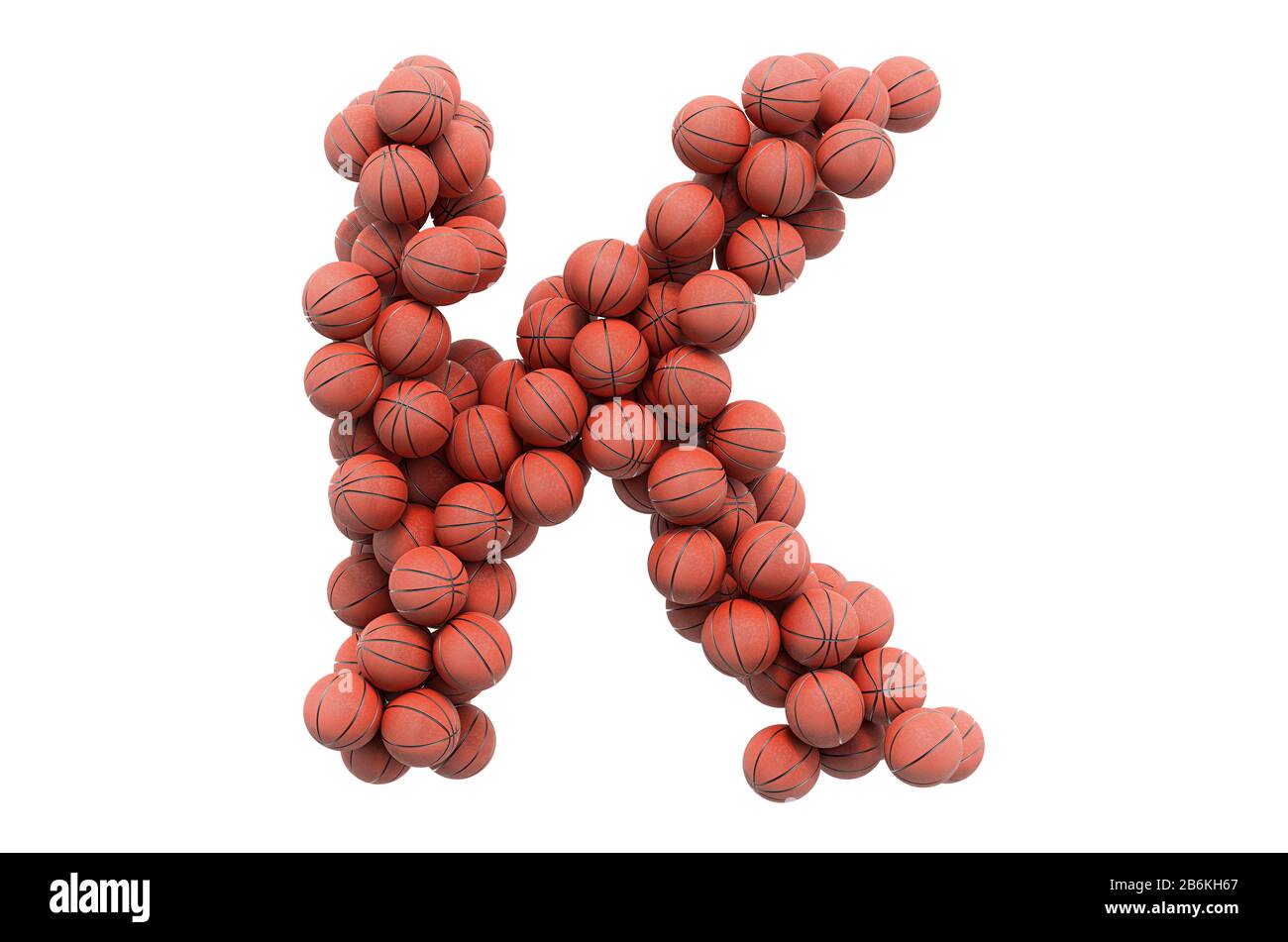 Letter K from basketball balls, 3D rendering isolated on white ...