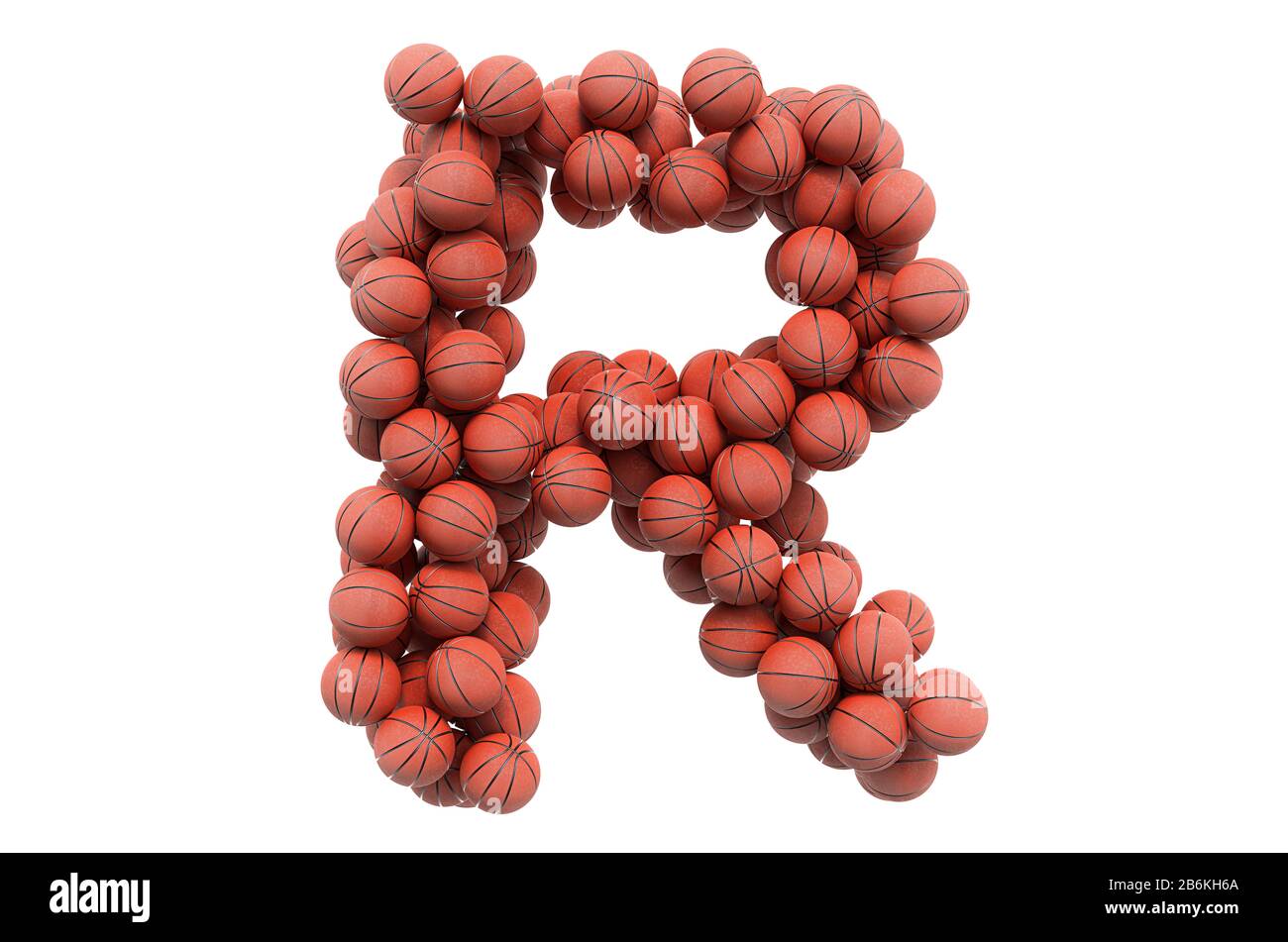 Letter R from basketball balls, 3D rendering isolated on white ...