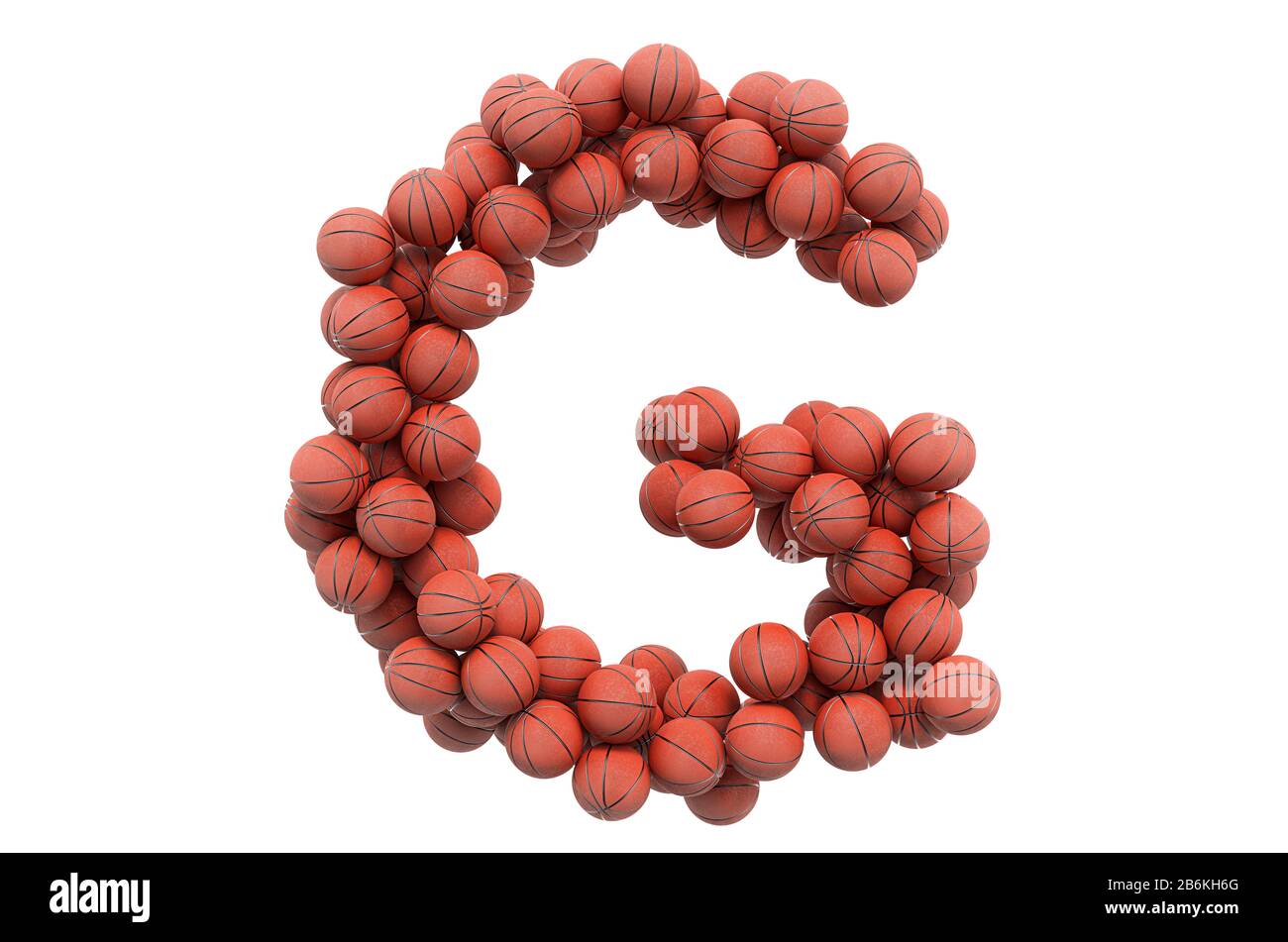 Letter G from basketball balls, 3D rendering isolated on white ...