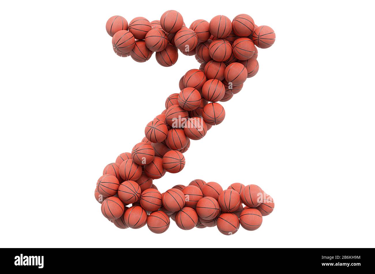 Letter Z from basketball balls, 3D rendering isolated on white ...
