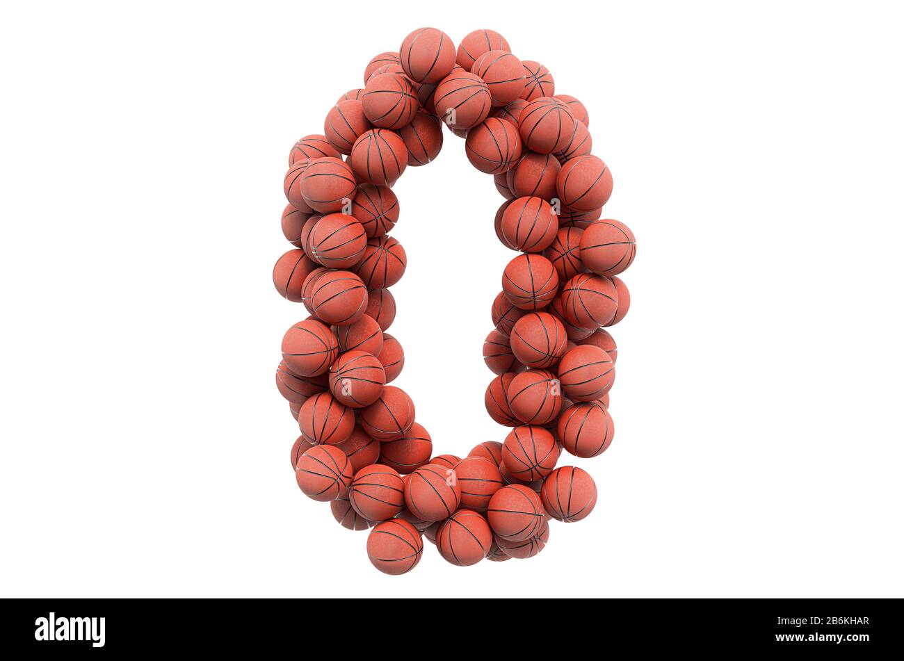 Number 0 from basketball balls, 3D rendering isolated on white ...