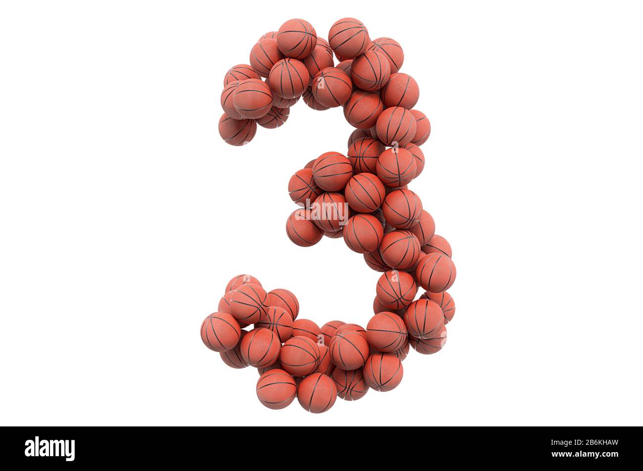 Number 3 from basketball balls, 3D rendering isolated on white ...