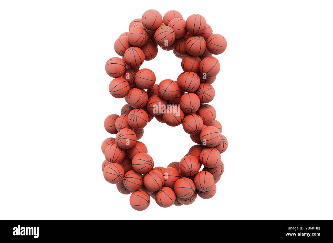 Number 8 from basketball balls, 3D rendering isolated on white ...