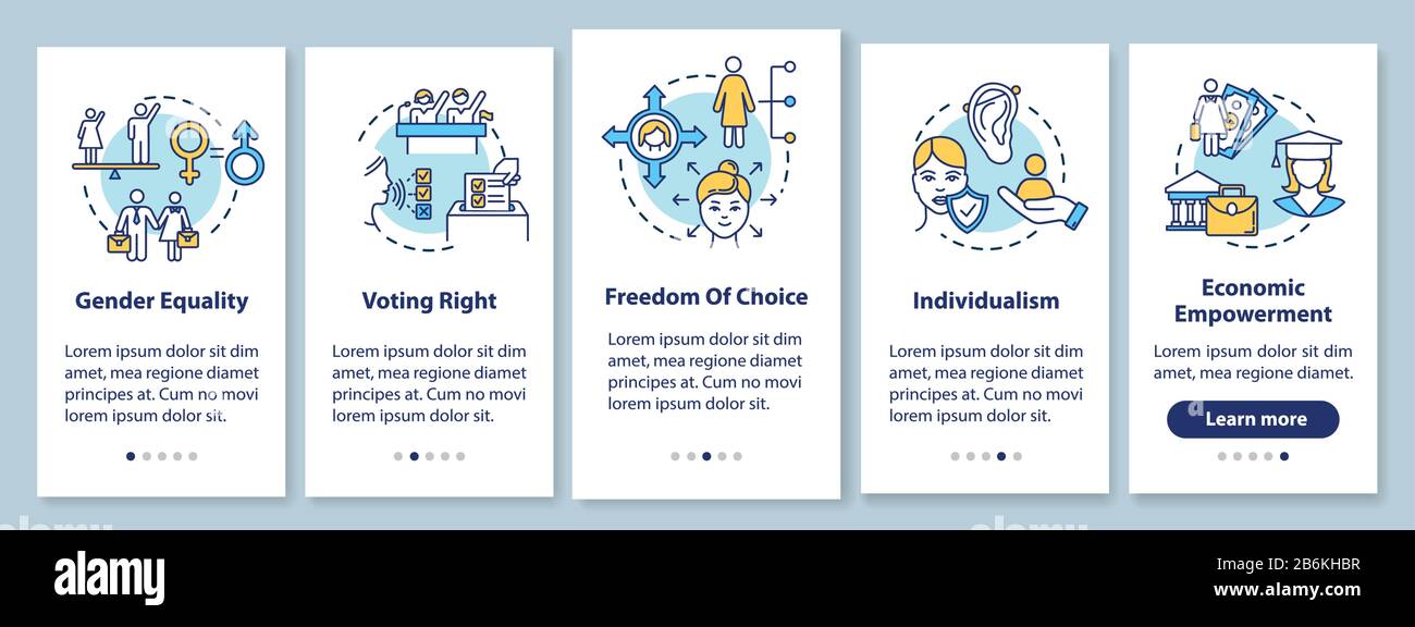 Women empowerment onboarding mobile app page screen with concepts ...