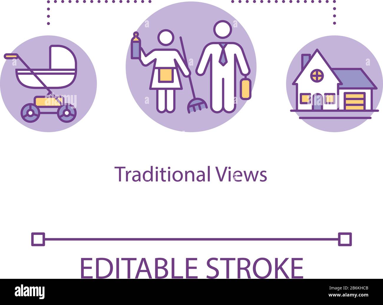 Traditional views concept icon. Social gender roles stereotypes. Male ...