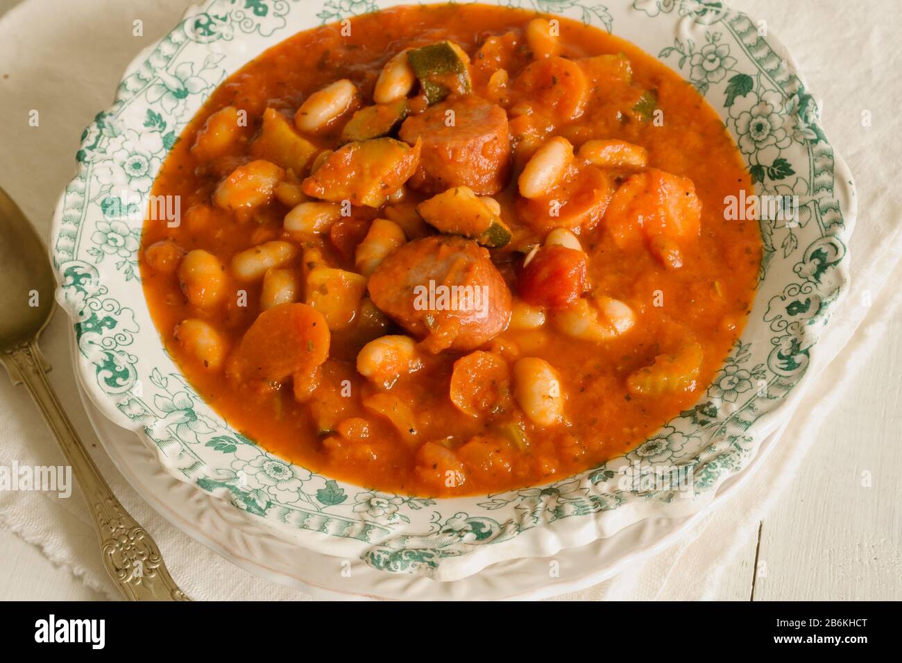 Tuscan Bean Soup Made With Cannellini Beans Courgettes And Italian tuscan-bean-soup-made-with-cannellini-beans-courgettes-and-italian