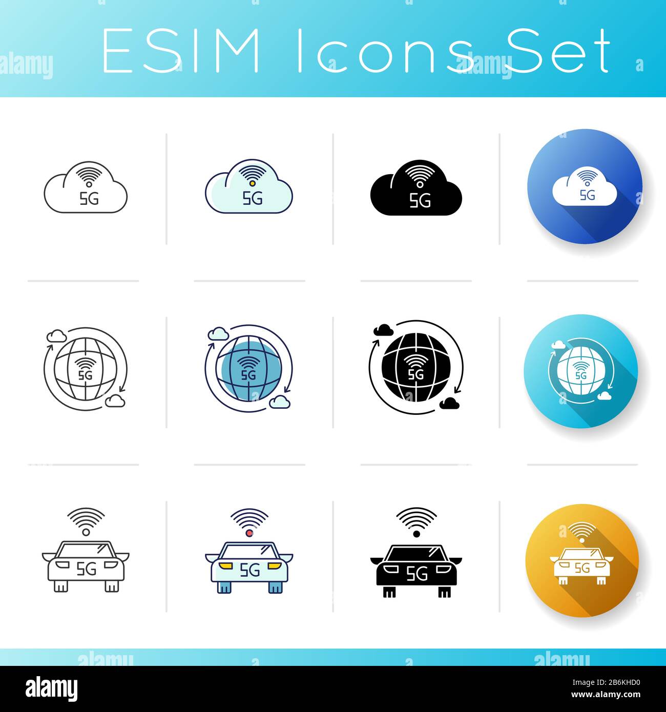 5G technology icons set. Mobile cellular network. Fast Internet ...