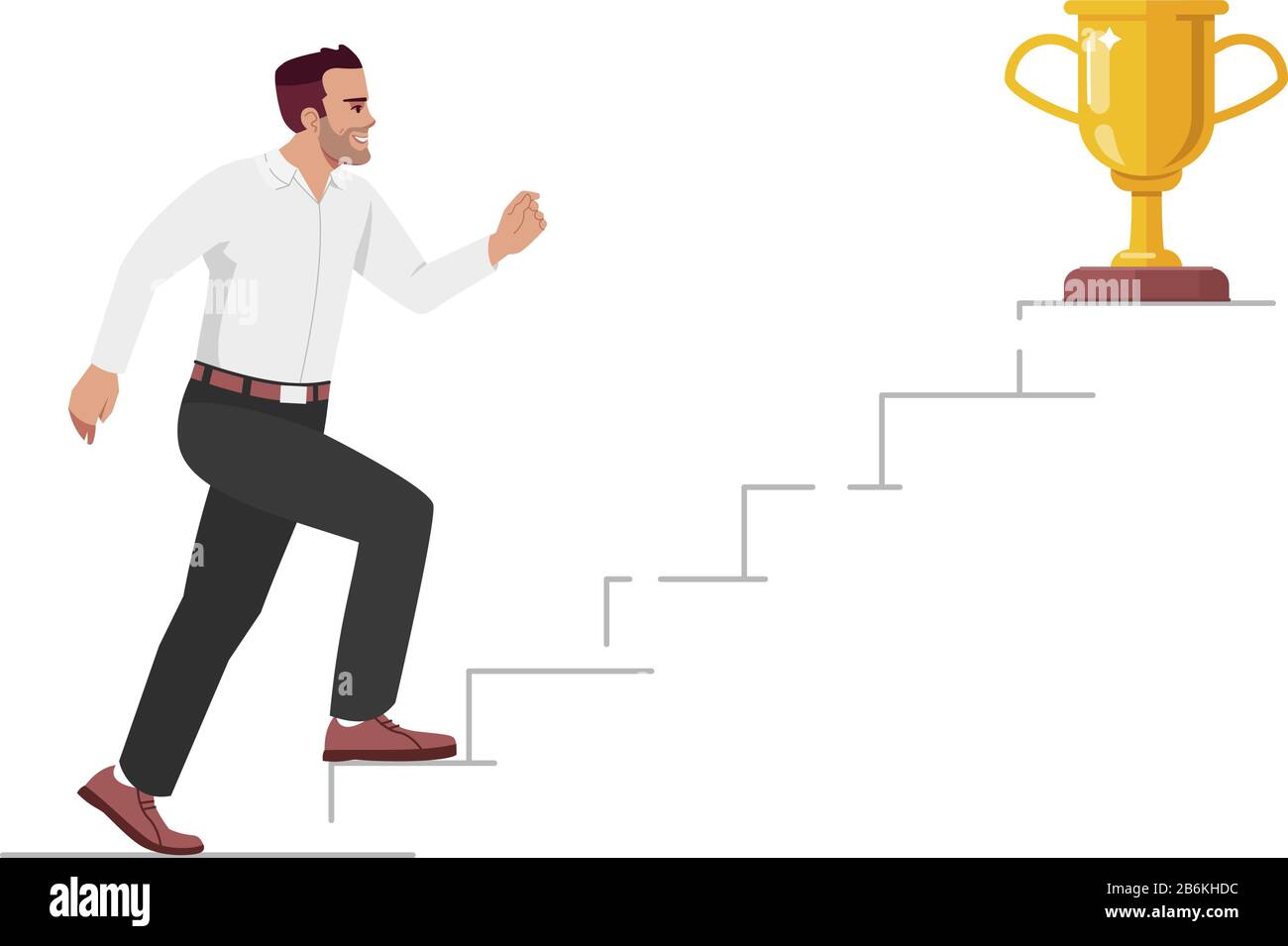 Career growth and job promotion semi flat RGB color vector illustration ...