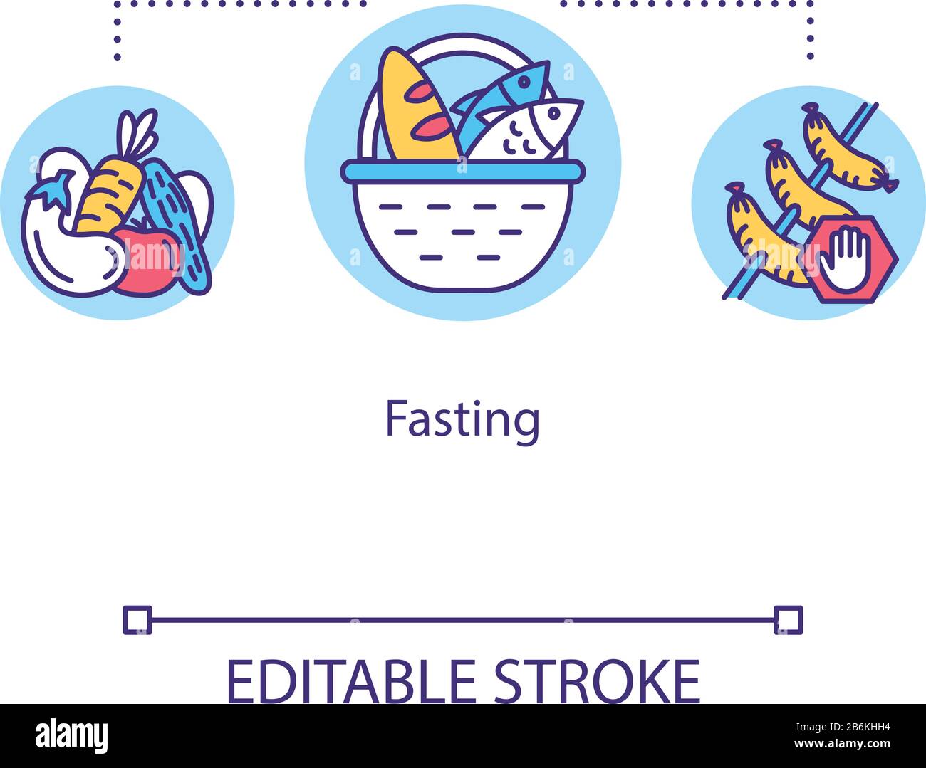 Fasting concept icon. Hunger therapy idea thin line illustration ...