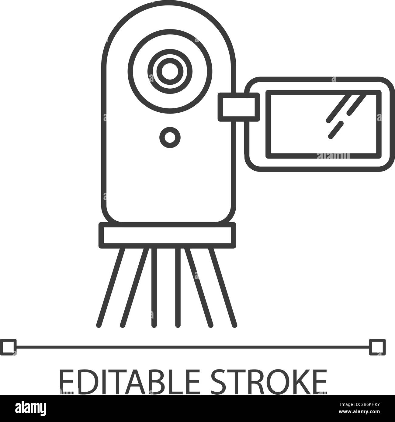 Video camera pixel perfect linear icon. Digital recording gadget ...