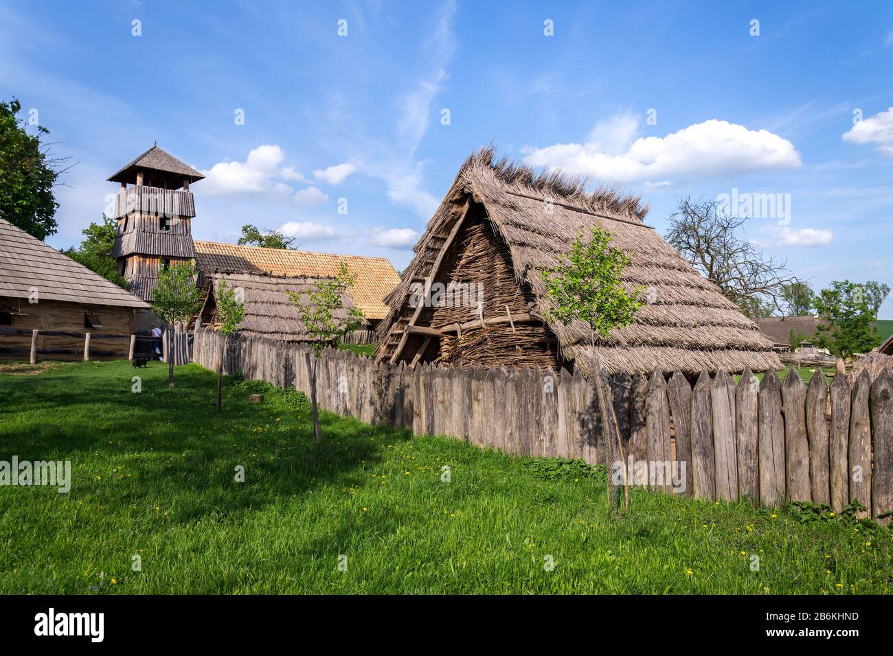 Traditional medieval wooden buildings at archaeological heritage ...