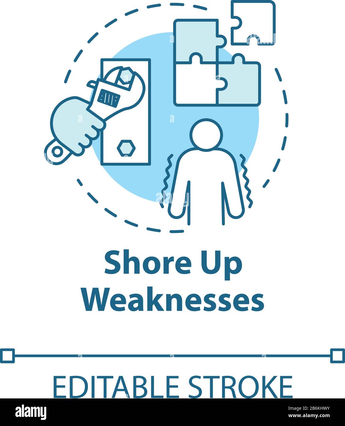 Shore up weaknesses concept icon. Personal goal. Development and ...