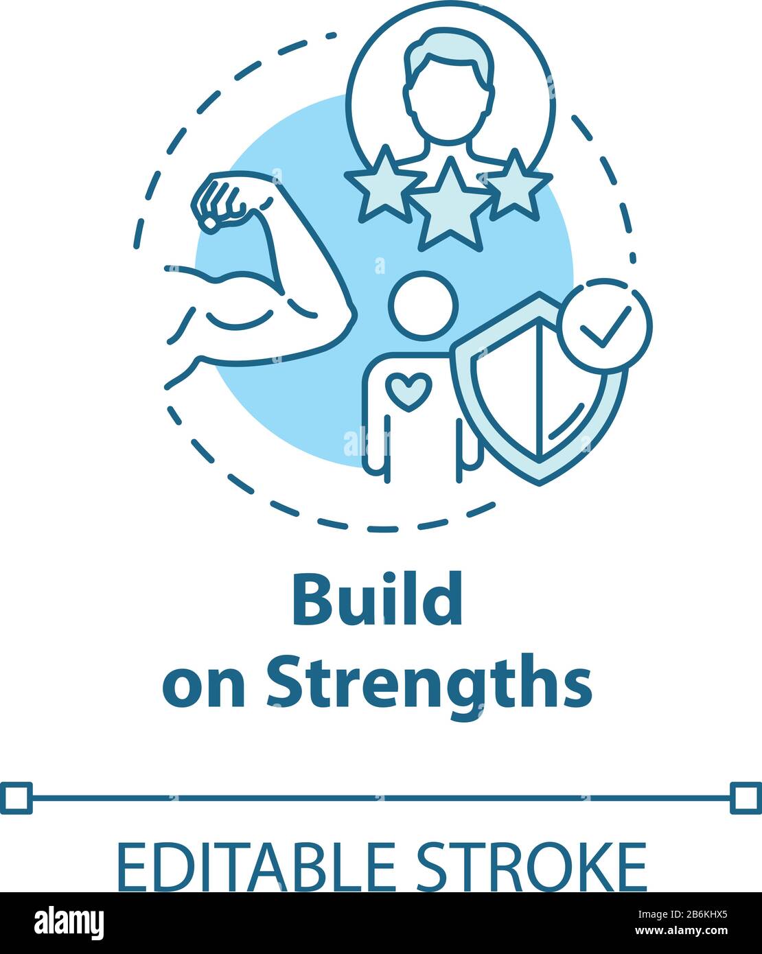Build on strengths concept icon. Powerlifting and fitness. Premium ...