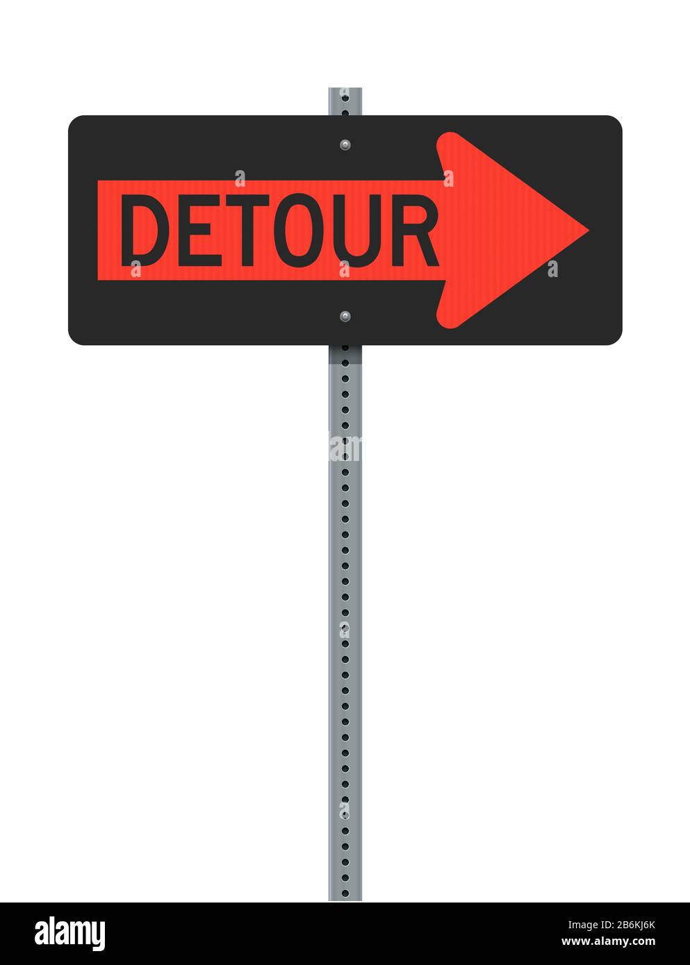 Vector illustration of the Detour right Arrow orange road sign on ...
