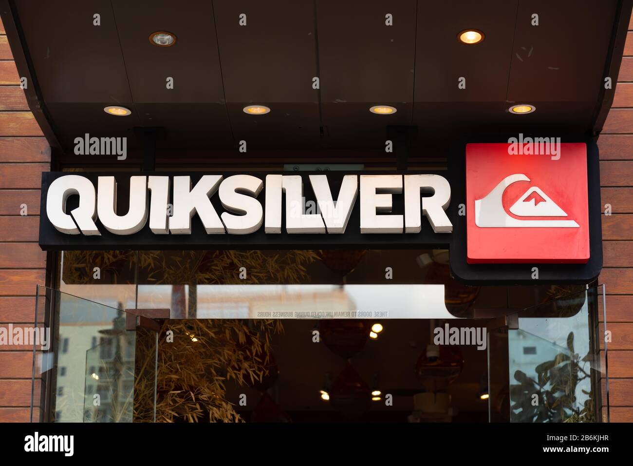 Surf-inspired apparel and accessories brand Quiksilver store and logo ...