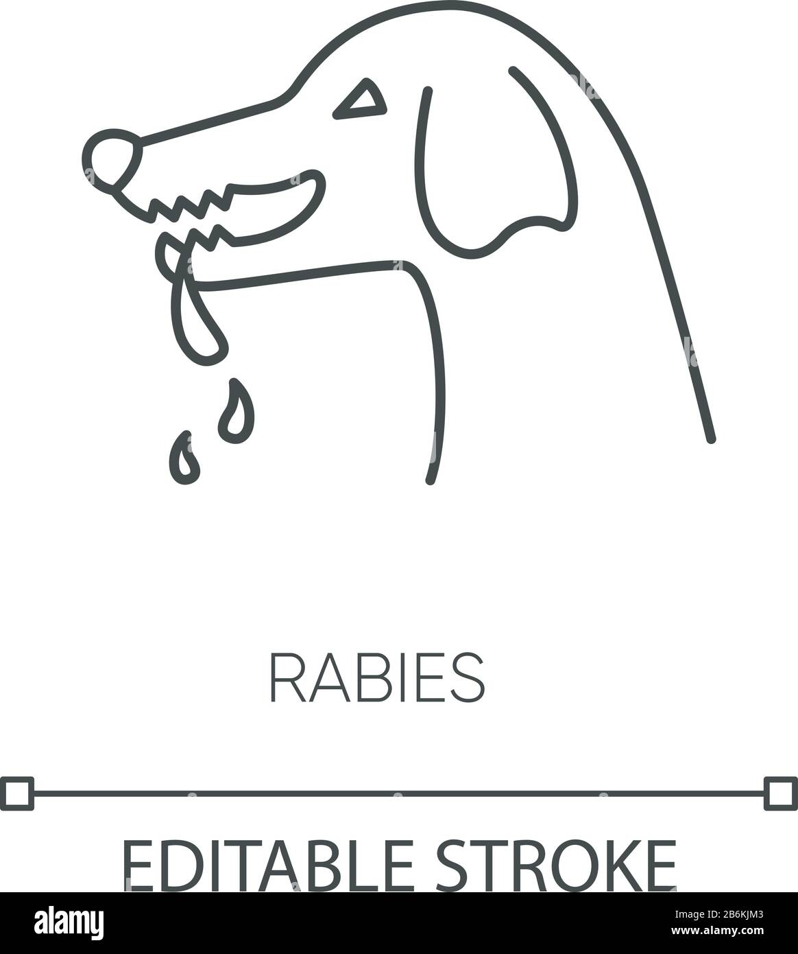 Rabies pixel perfect linear icon. Thin line customizable illustration ...
