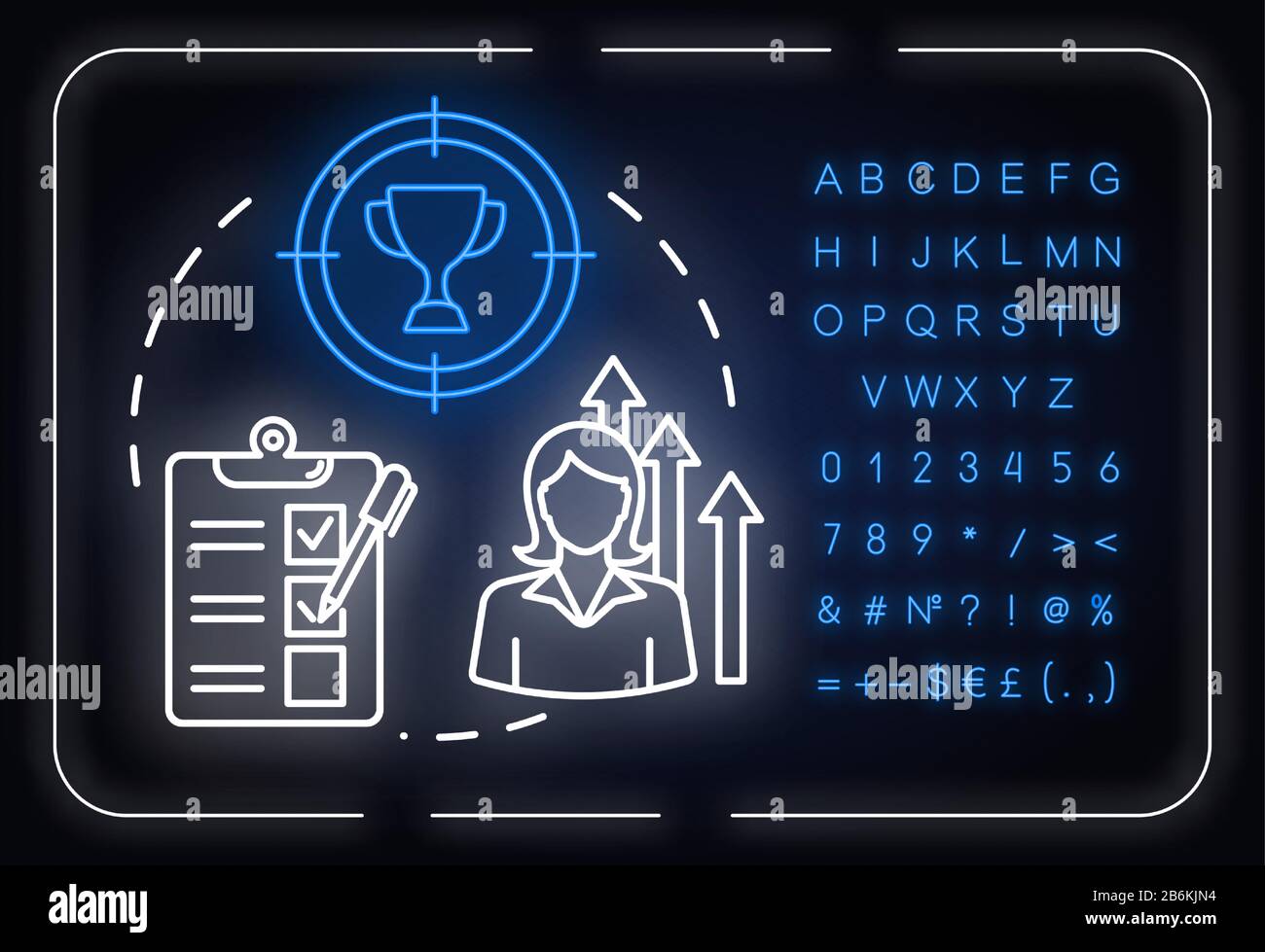 Womans ambition neon light concept icon. Career opportunities. Work ...