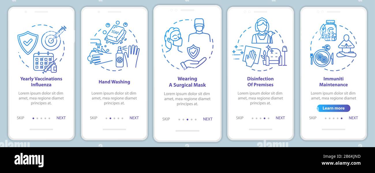 Immunity Maintenance Onboarding Mobile App Page Screen With Concepts