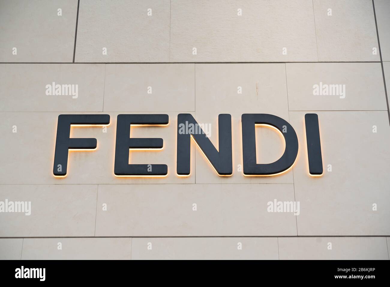 A view of an Italian luxury fashion house Fendi logo Stock Photo - Alamy