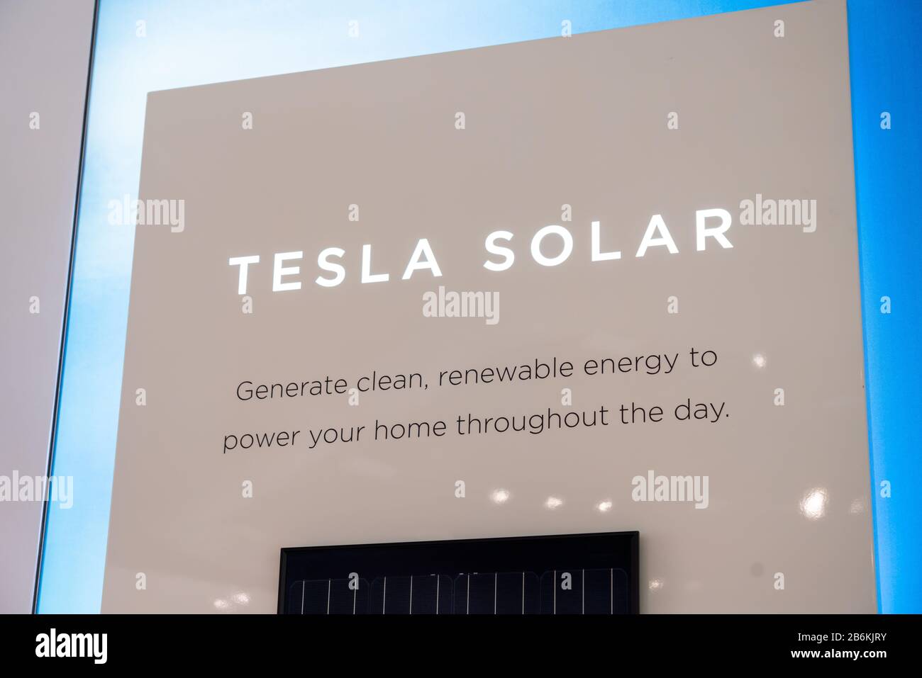 Tesla solar panels seen at a Tesla store Stock Photo - Alamy