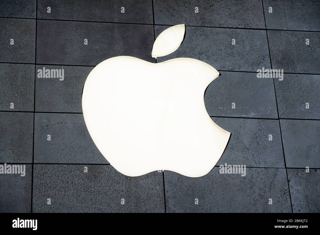 A view of an american multinational technology company Apple logo Stock ...
