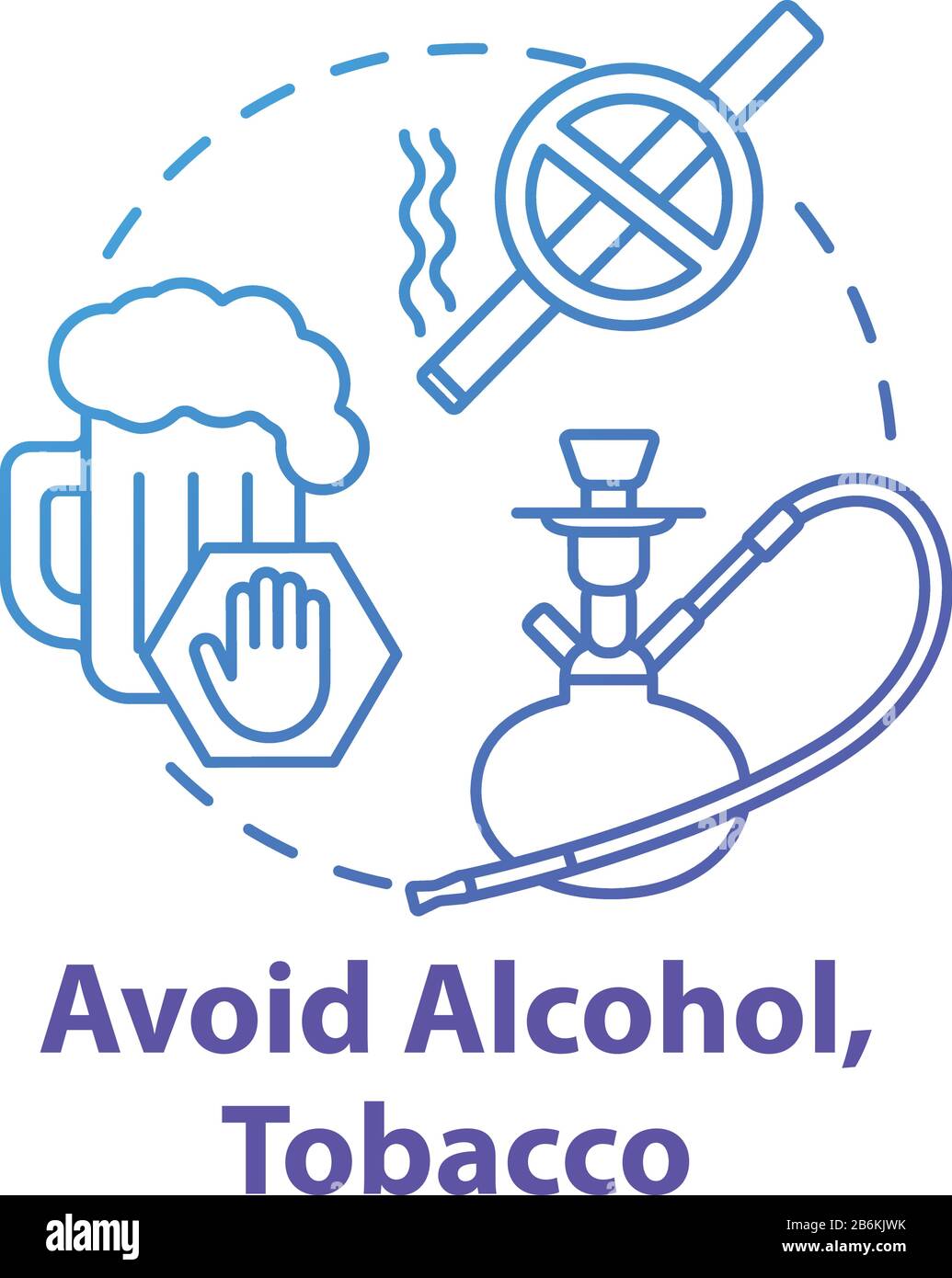 Avoid alcohol and tobacco concept icon. Influenza help. Give up ...