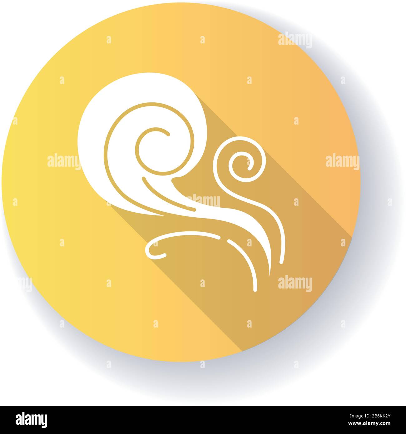 Wind whirl orange flat design long shadow glyph icon. Cold fresh air ...