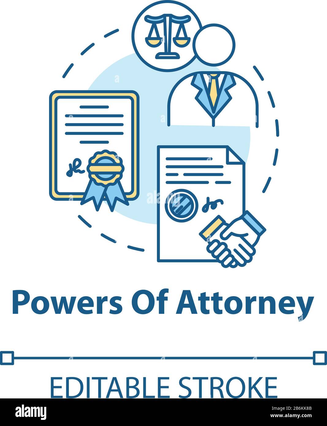 Powers of attorney concept icon. Legal representative. Seal business ...