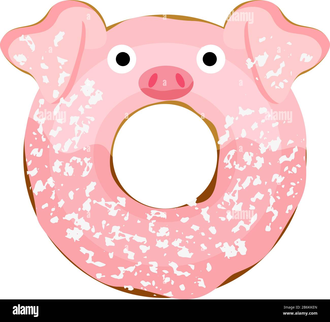 Cute powdered pig donut isolated on white vector illustration. Cute ...