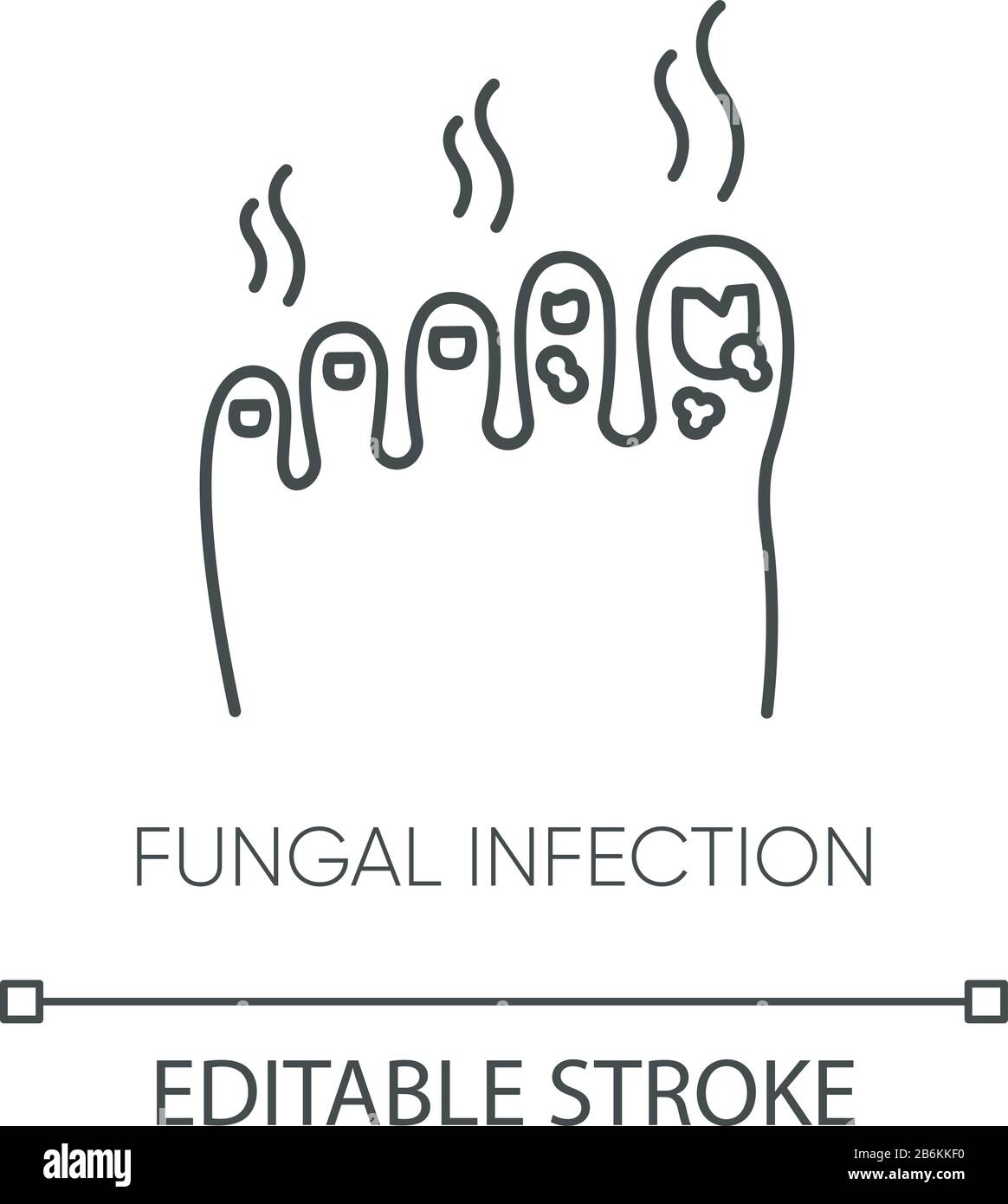 Fungal infection pixel perfect linear icon. Thin line customizable ...