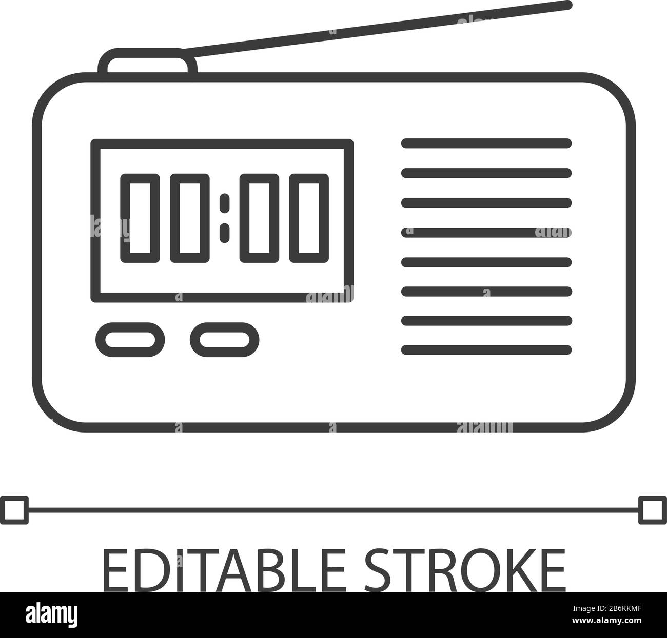 Wireless radio set pixel perfect linear icon. Portable receiver. Signal ...