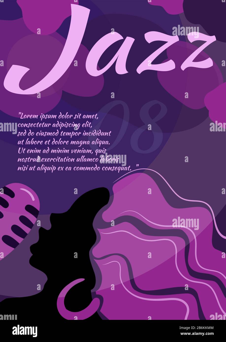 Jazz poster template. Jazz poster with singing girl and microphone ...