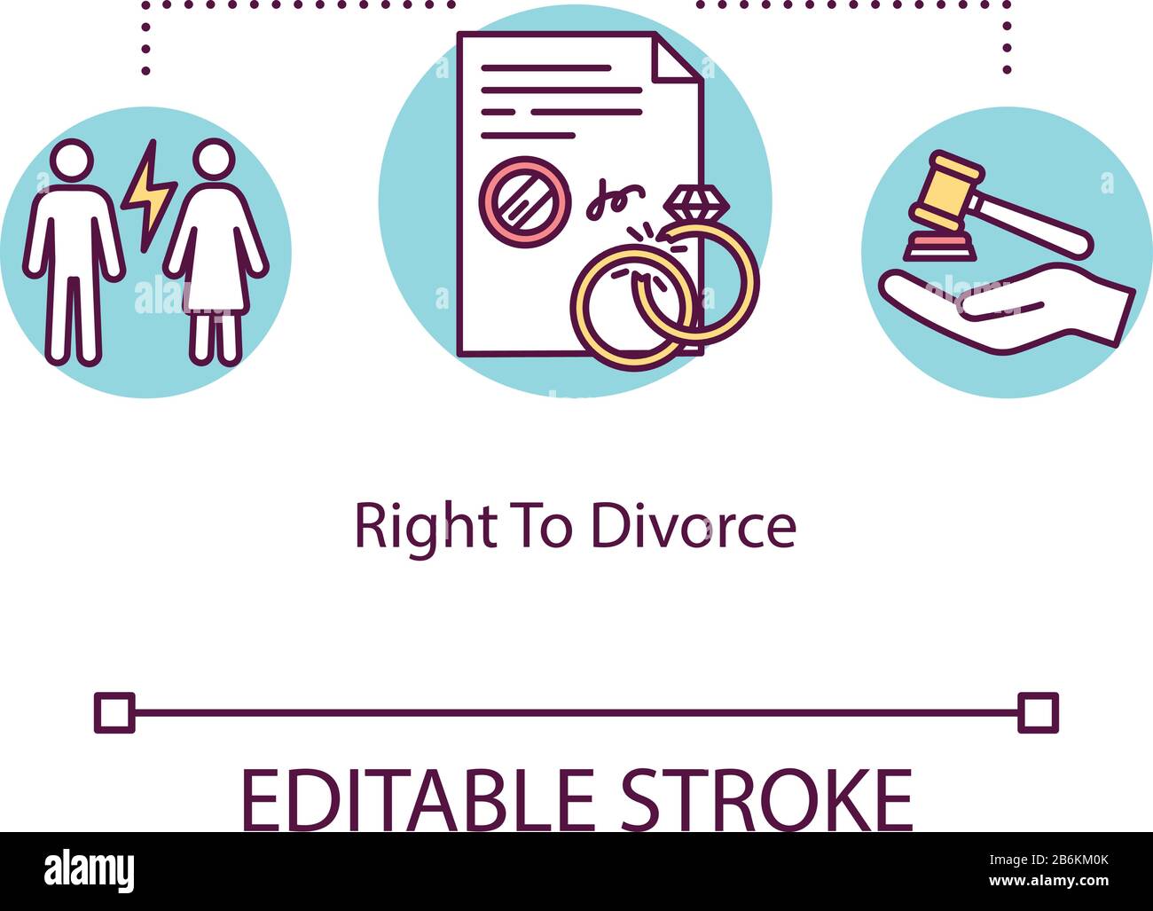 Right to divorce concept icon. Marriage annulment, family law, male and ...