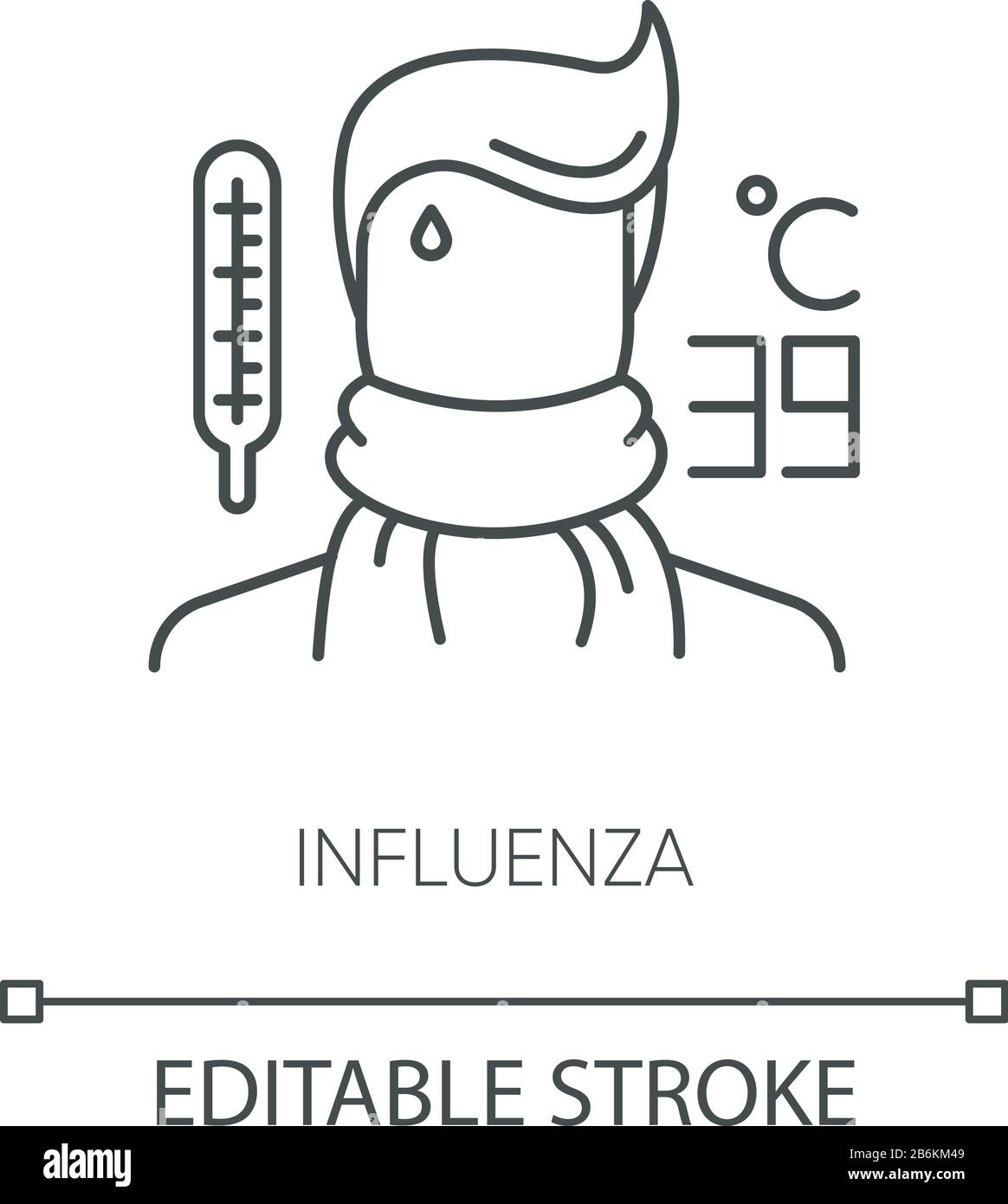 Influenza pixel perfect linear icon. Thin line customizable ...