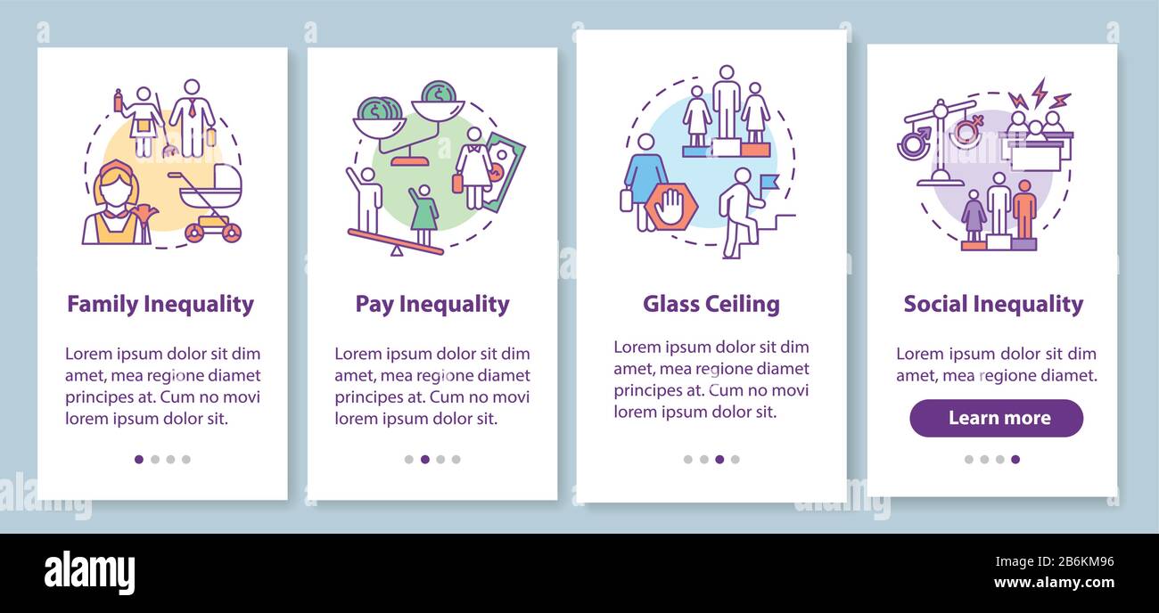Gender inequality onboarding mobile app page screen with concepts ...