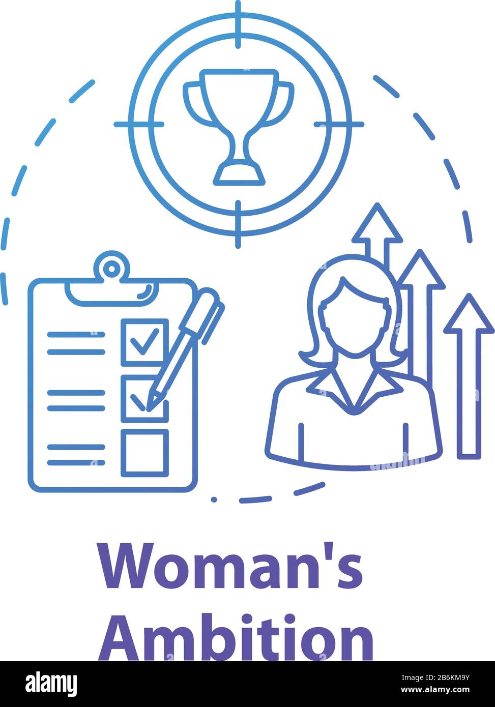 Womans ambition blue concept icon. Career opportunities. Work ...