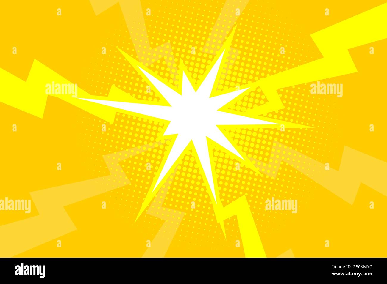 Comic yellow sunbeam background retro pop art style cartoon Stock ...