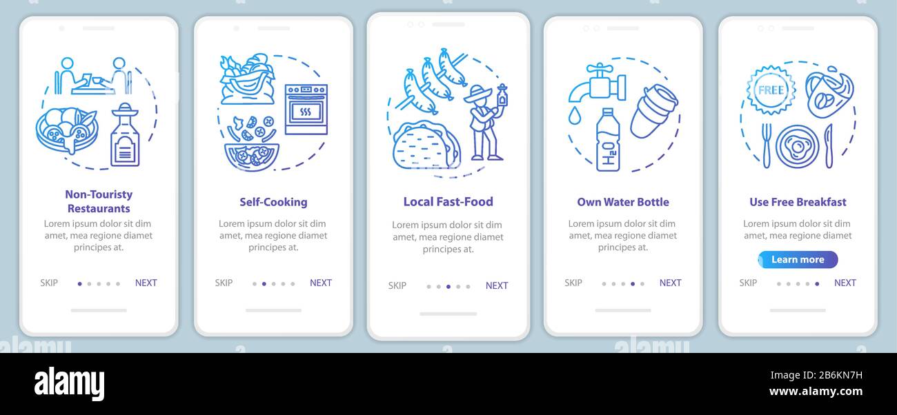 Food Onboarding Mobile App Page Screen With Concepts Self Catering Supermarkets Budget