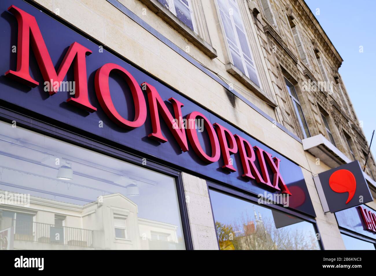 Bordeaux , Aquitaine / France - 11 13 2019 : Monoprix logo monop sign ...