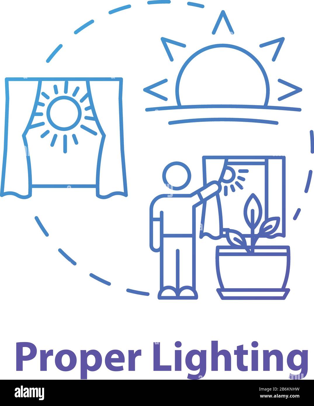 Proper lighting concept icon. Home gardening. Photosynthesis. Herbs ...