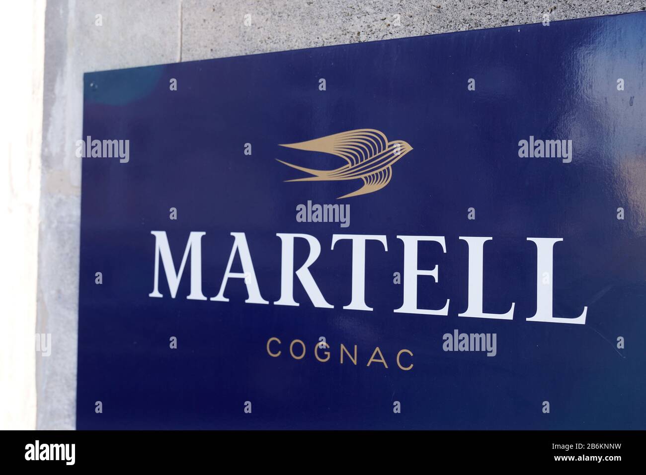 cognac , Aquitaine / France - 12 04 2019 : Martell store sign logo in ...