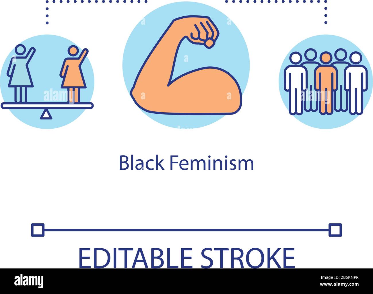 Black feminism concept icon. Gender and racial equality movement ...