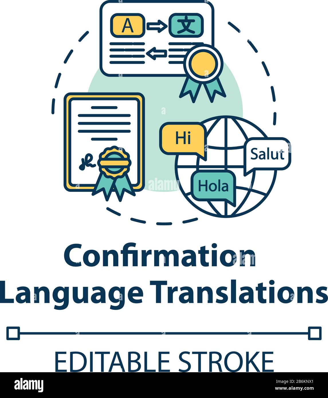 Confirmation Language Translations Concept Icon Professional Interpreter Work Legal Document
