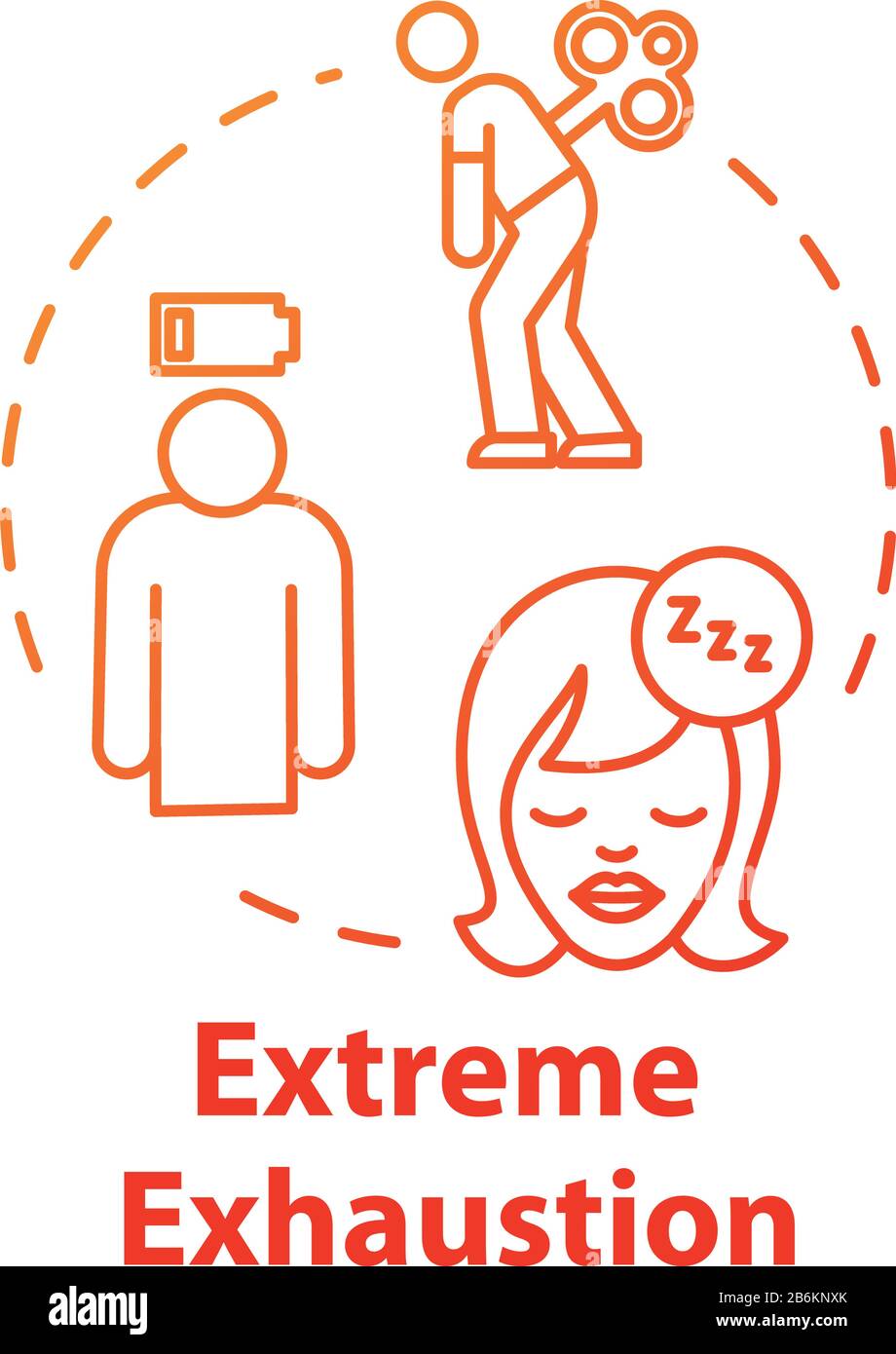 Extreme exhaustion concept icon. Sleep disorder. Overwork and burnout ...