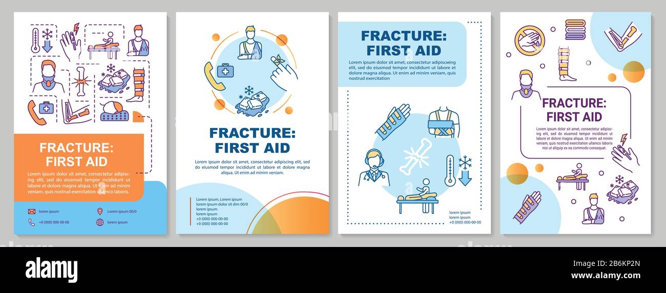 Bone fracture first aid, immobilizing and bandaging brochure template ...