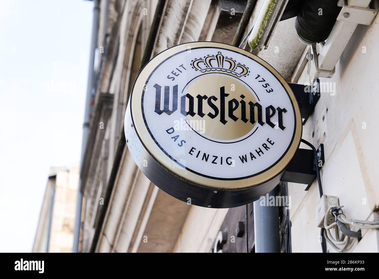 Bordeaux , Aquitaine / France - 01 15 2020 : warsteiner beer sign logo ...