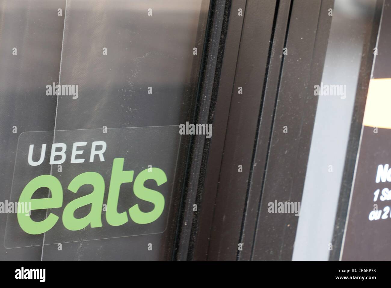 Bordeaux , Aquitaine / France - 02 15 2020 : Uber eats sign logo ...